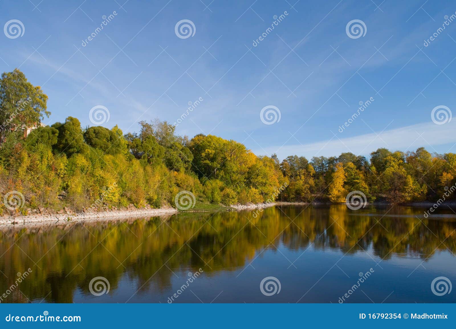 The Autumn Trees Reflected in Water Stock Photo - Image of reflect ...