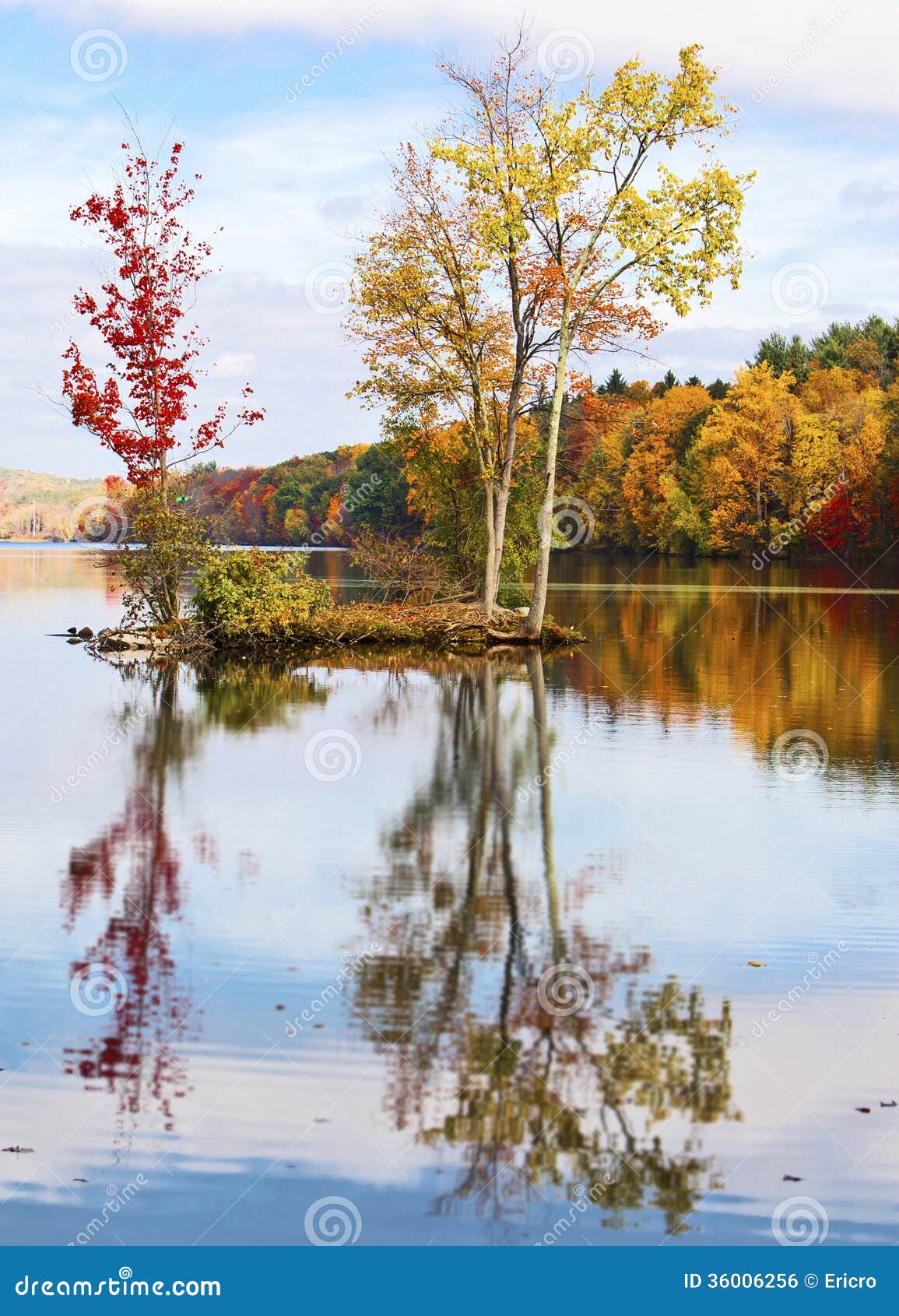 Autumn Trees Reflecting in the Water Stock Photo - Image of serene ...