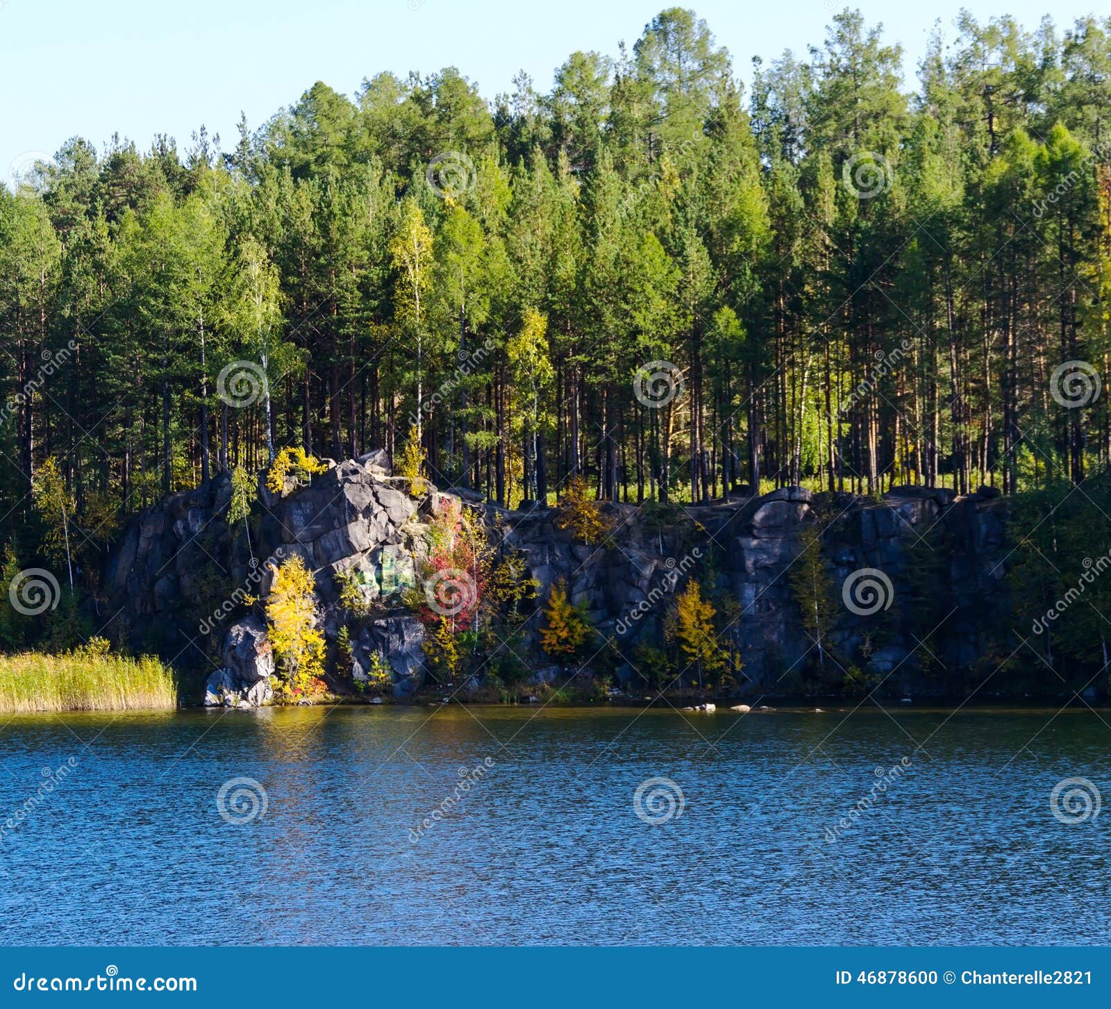 Autumn trees and rocks stock photo. Image of landscapes - 46878600