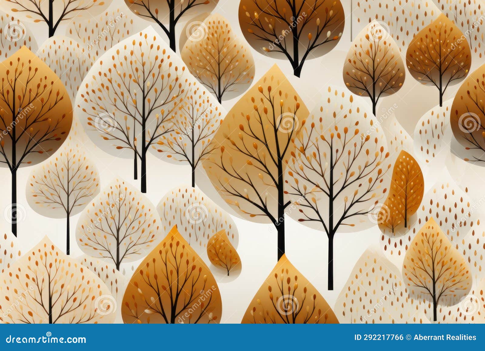 Autumn Trees Seamless Pattern Vector Illustration Stock Illustration ...