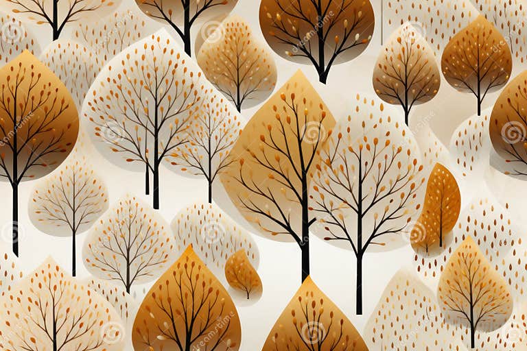 Autumn Trees Seamless Pattern Vector Illustration Stock Illustration ...