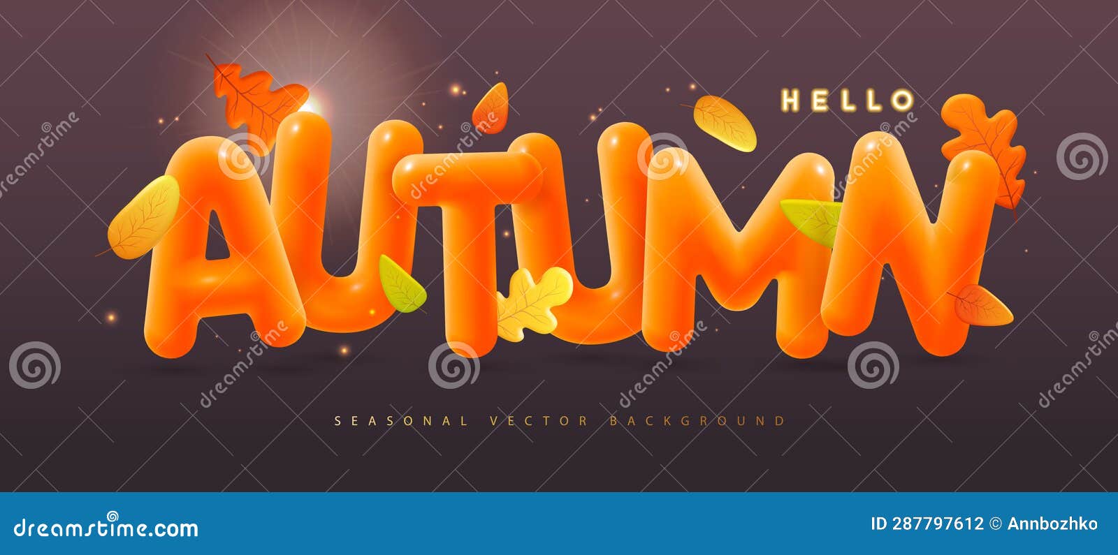 Autumn Typography Background with 3D Letters and Falling Leaves. Stock ...