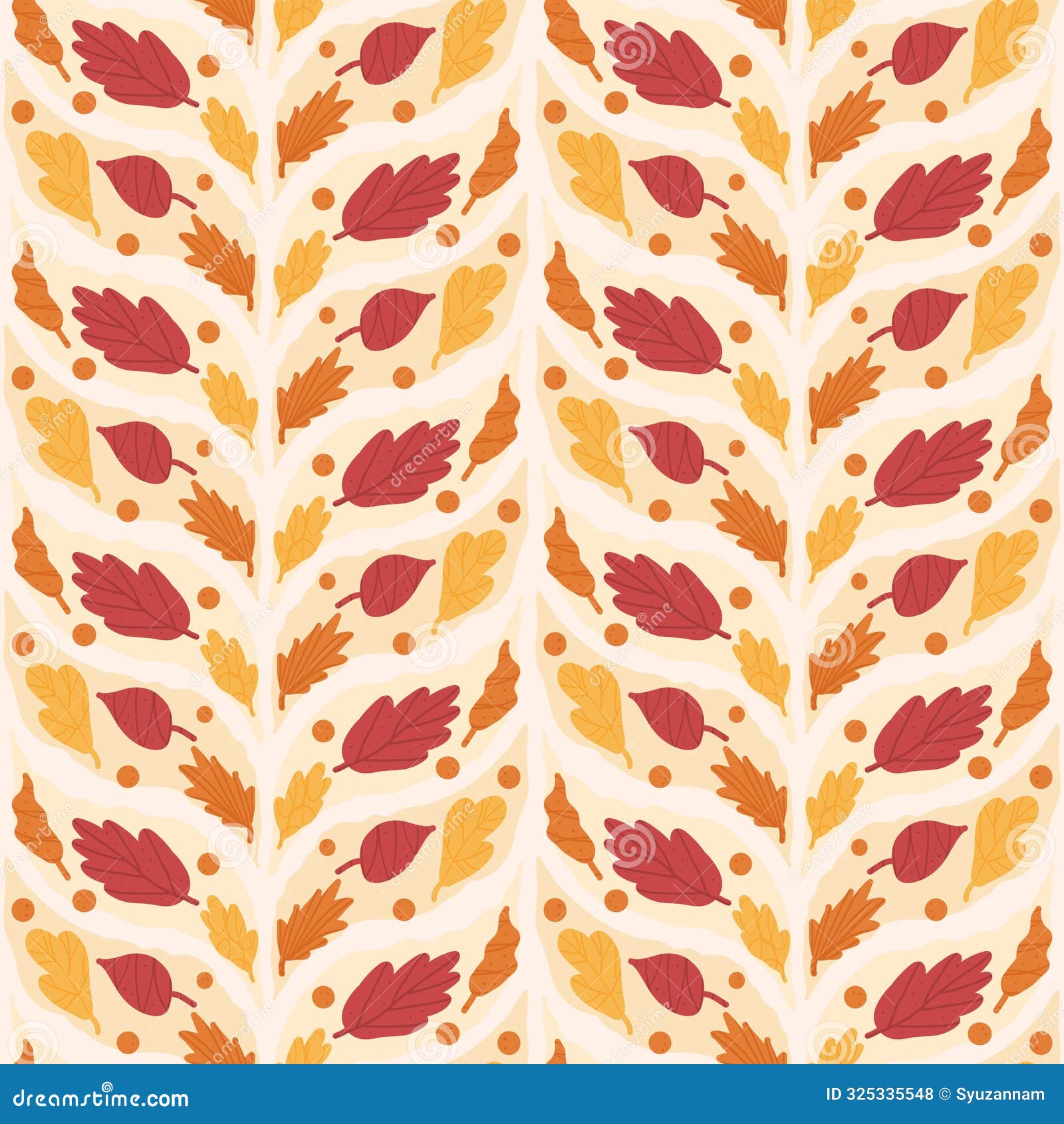 Autumn Various Leaves Seamless Pattern. Fall Forest Repeat Background ...