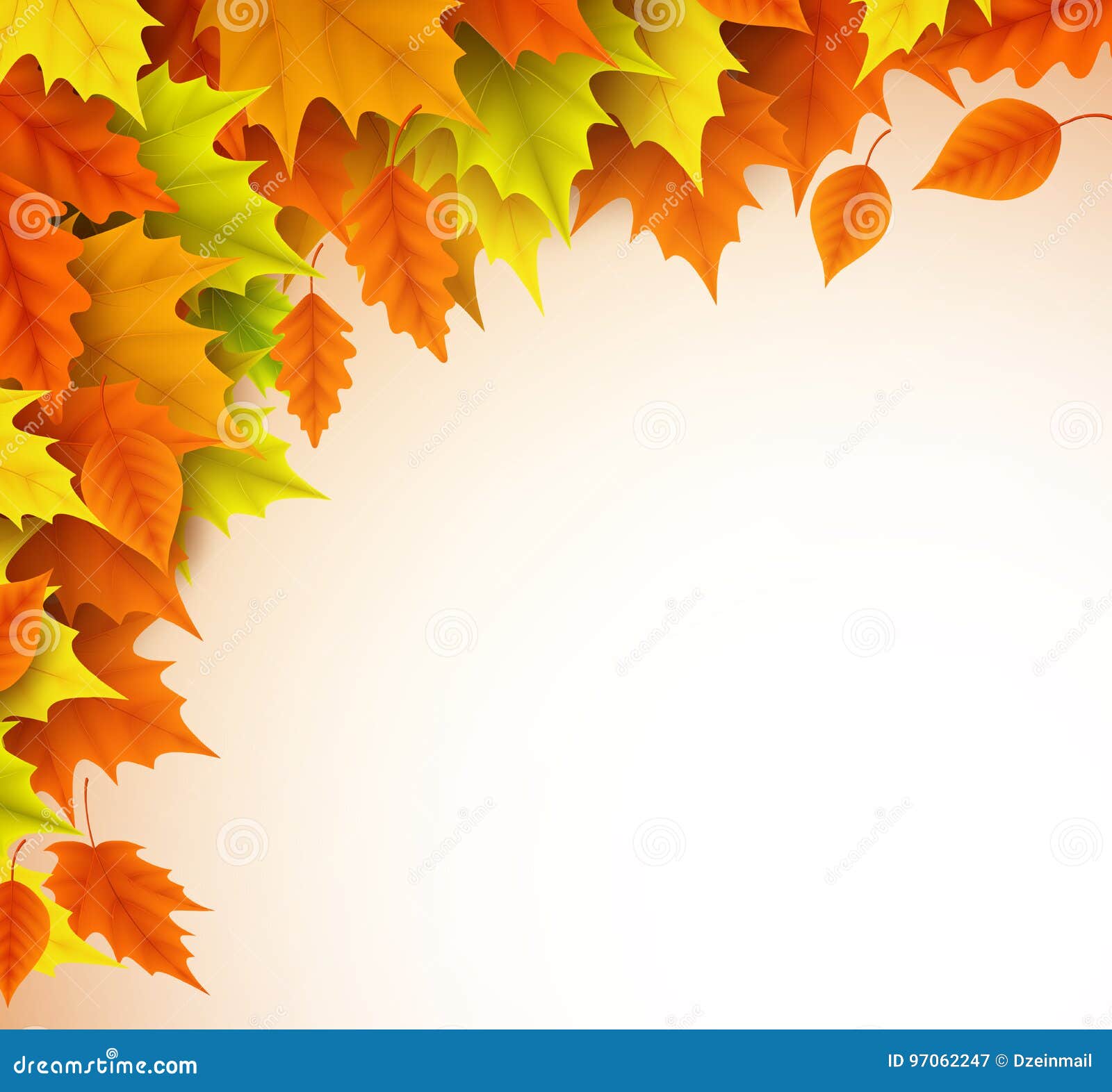 Autumn Vector Background Template. Fall Season Maple Leaves Elements ...