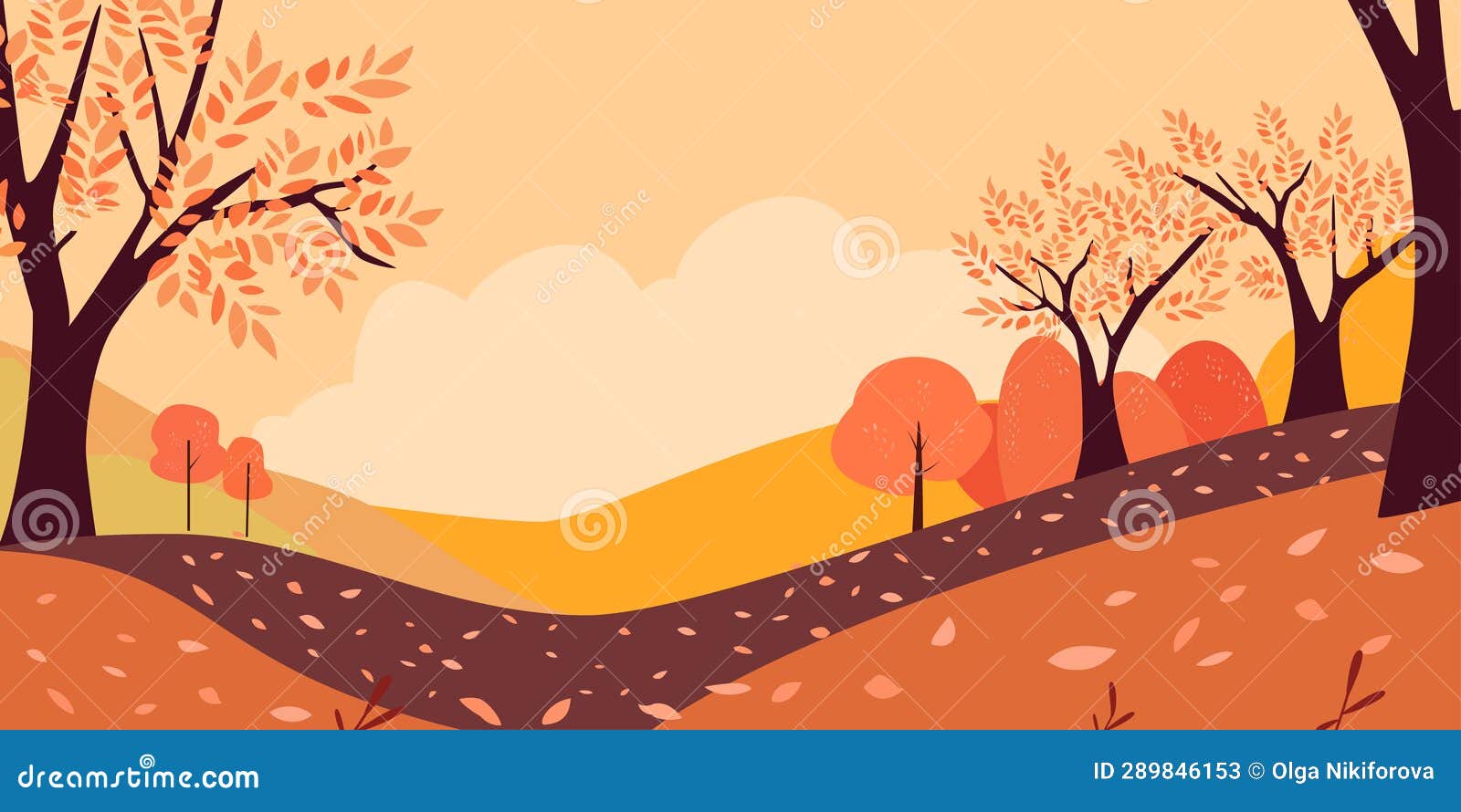 Autumn Vector Landscape in Flat Style Stock Vector - Illustration of ...
