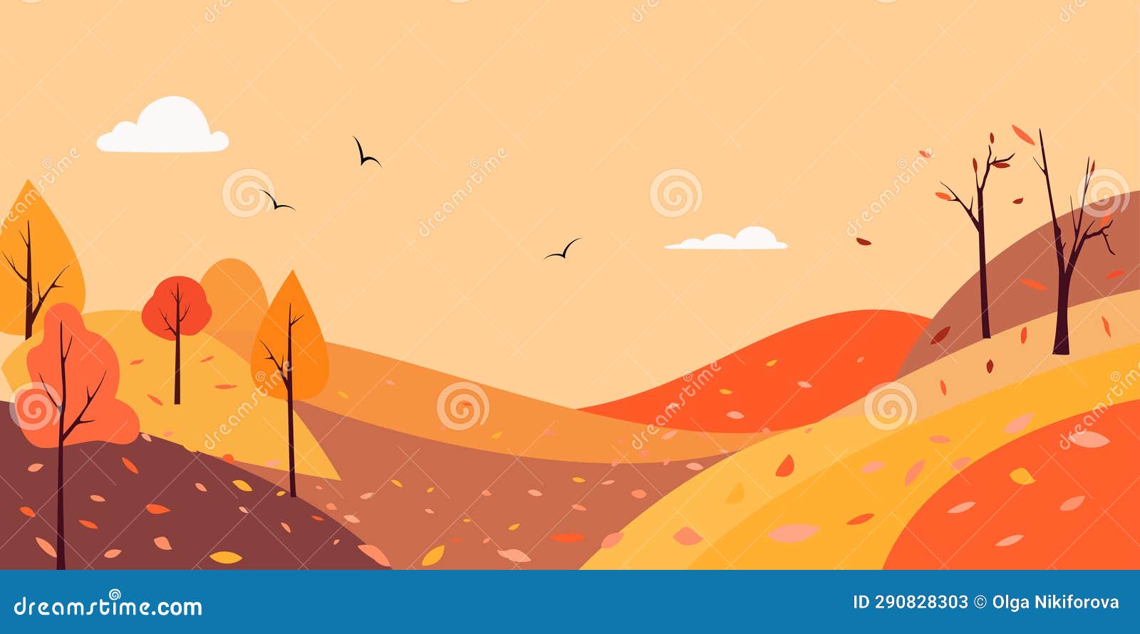 Autumn Vector Landscape in Flat Style. Stock Illustration ...