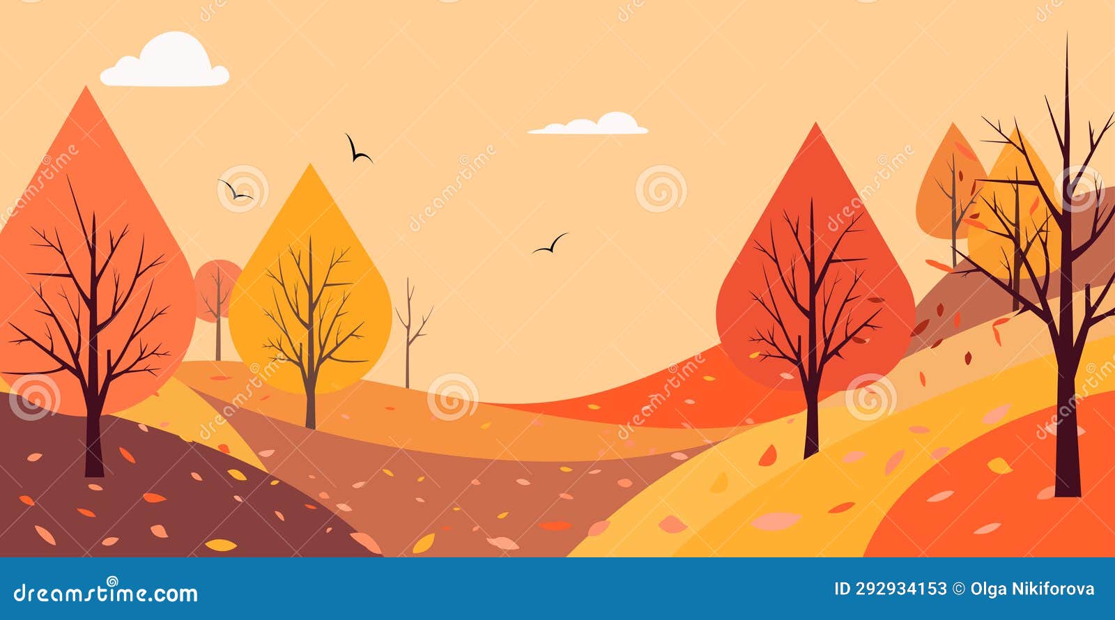Autumn Vector Landscape in Flat Style. Stock Illustration ...
