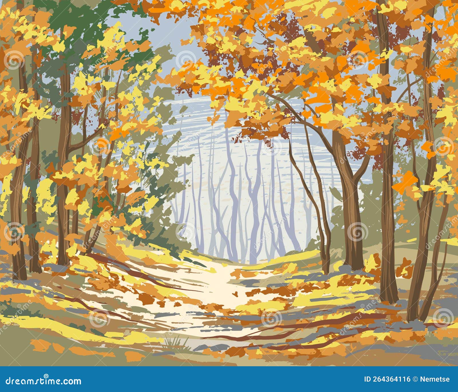 Autumn vector landscape stock vector. Illustration of cartoon - 264364116