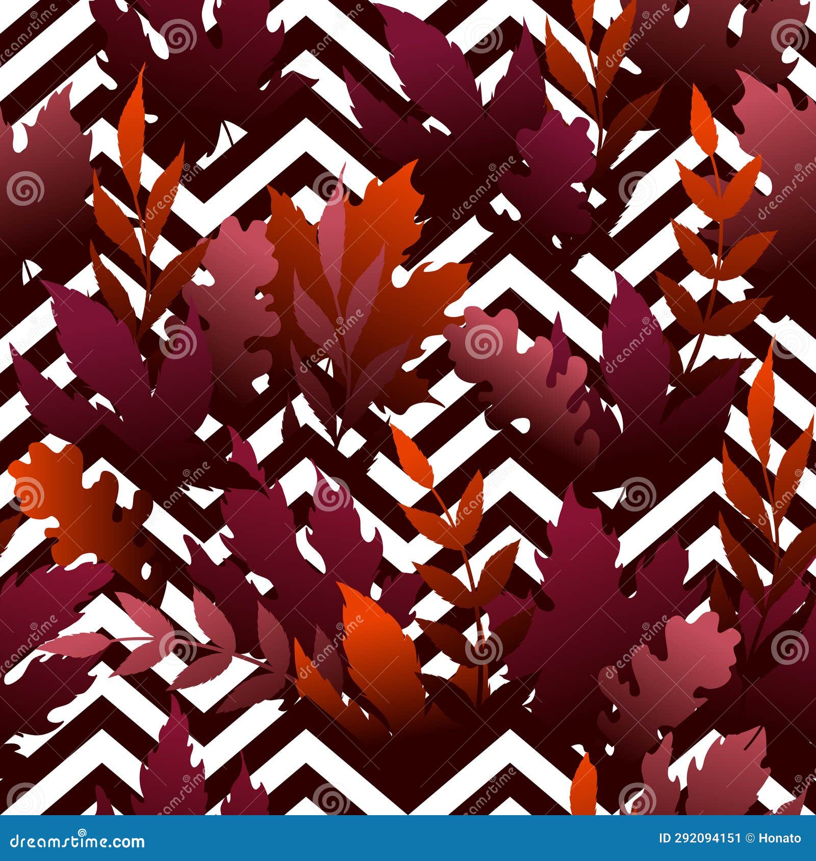 Autumn Vector Seamless Pattern with Colorful Leaves and Branches on ...