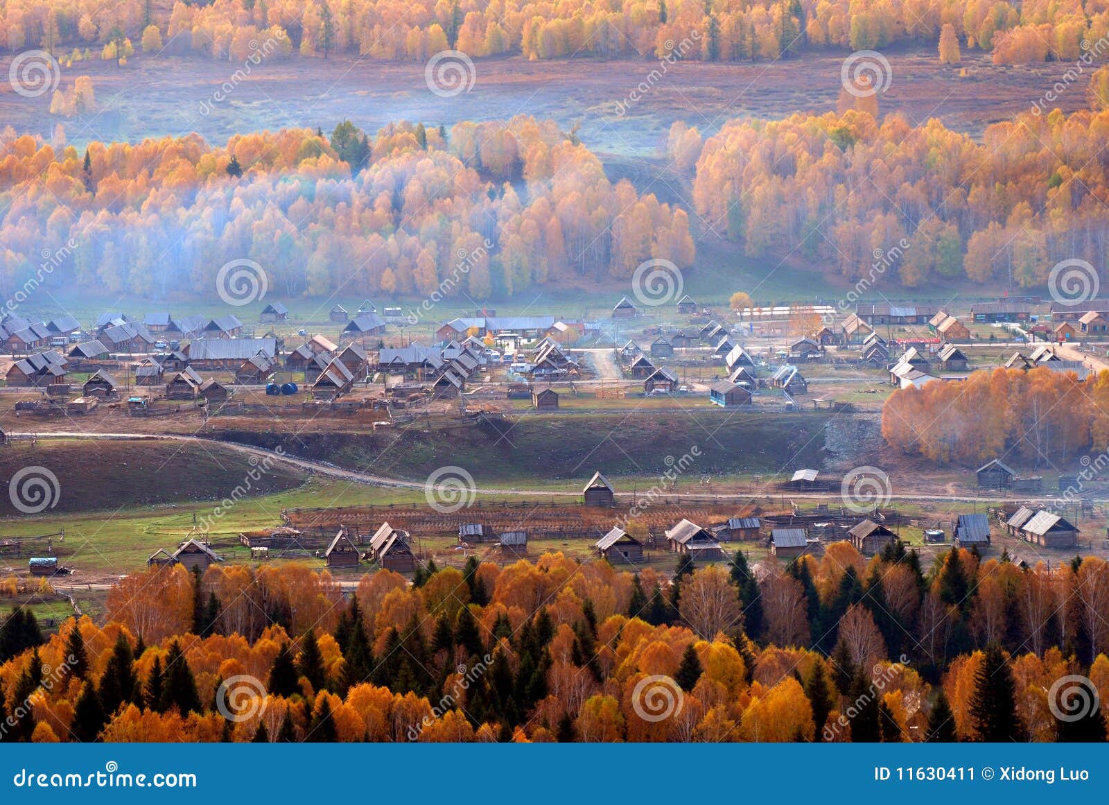 Autumn Village stock image. Image of autumn, xinjiang - 11630411
