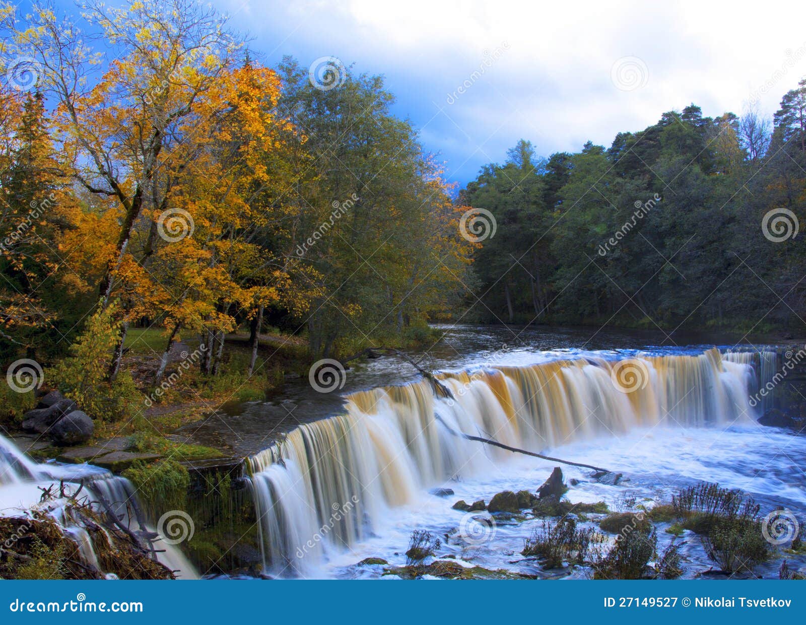 Autumn waterfall stock image. Image of tree, mountain - 27149527