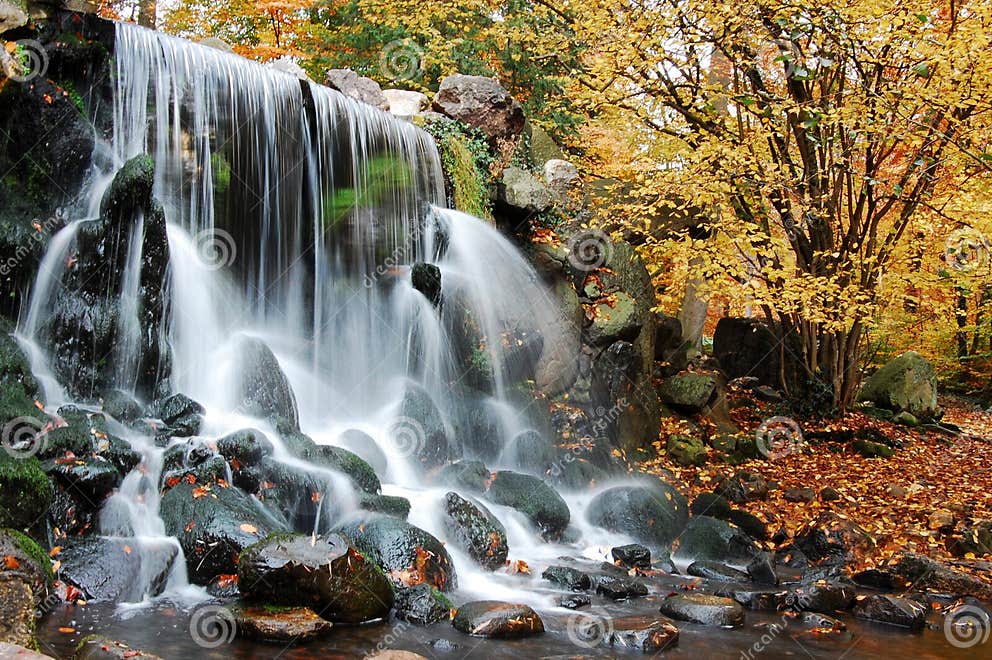 Autumn waterfall stock image. Image of autumn, colours - 3545437