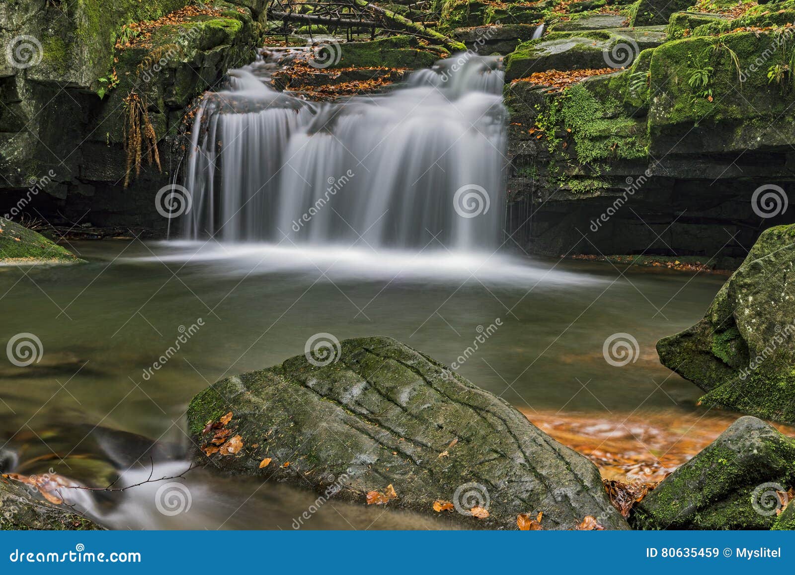 Autumn Waterfalls with Stones Stock Image - Image of details, rock ...
