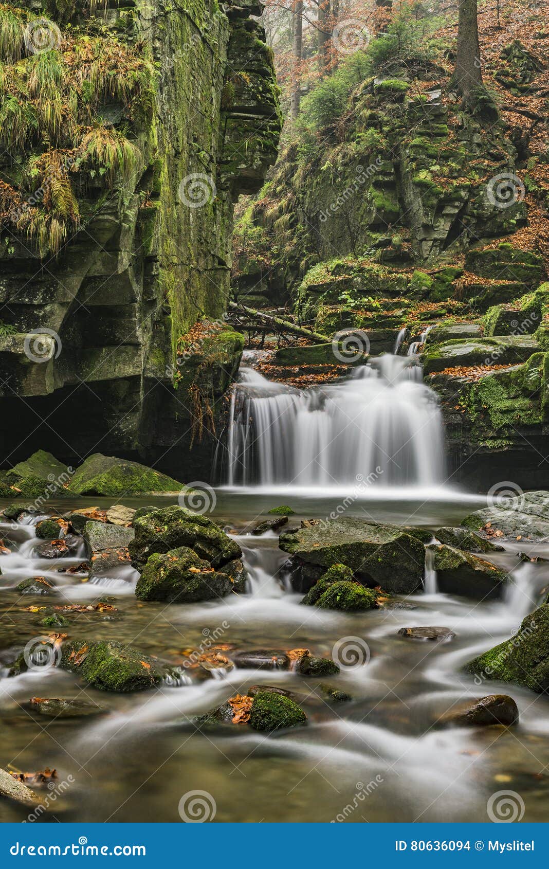 Autumn Waterfalls with Stones Stock Photo - Image of europe, october ...