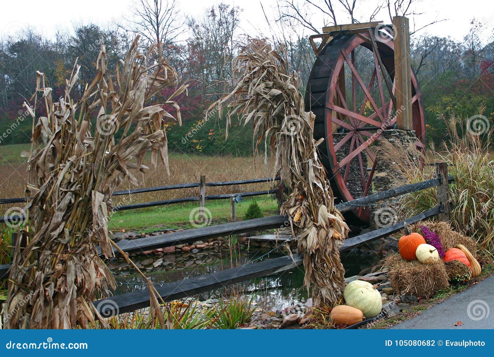 Autumn Waterwheel stock photo. Image of history, obsolete - 105080682