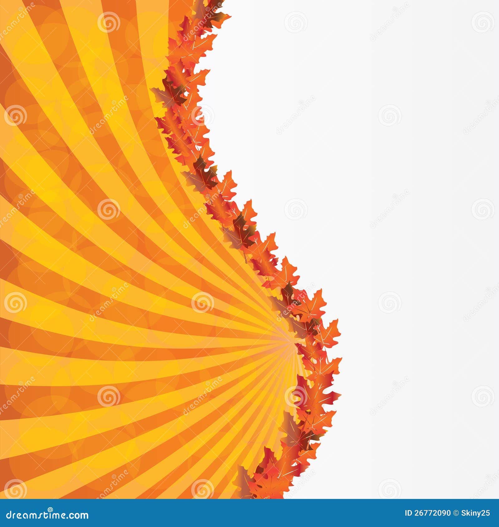 Autumn Wavy Frame with Maple Leaves in Golden. Stock Vector ...