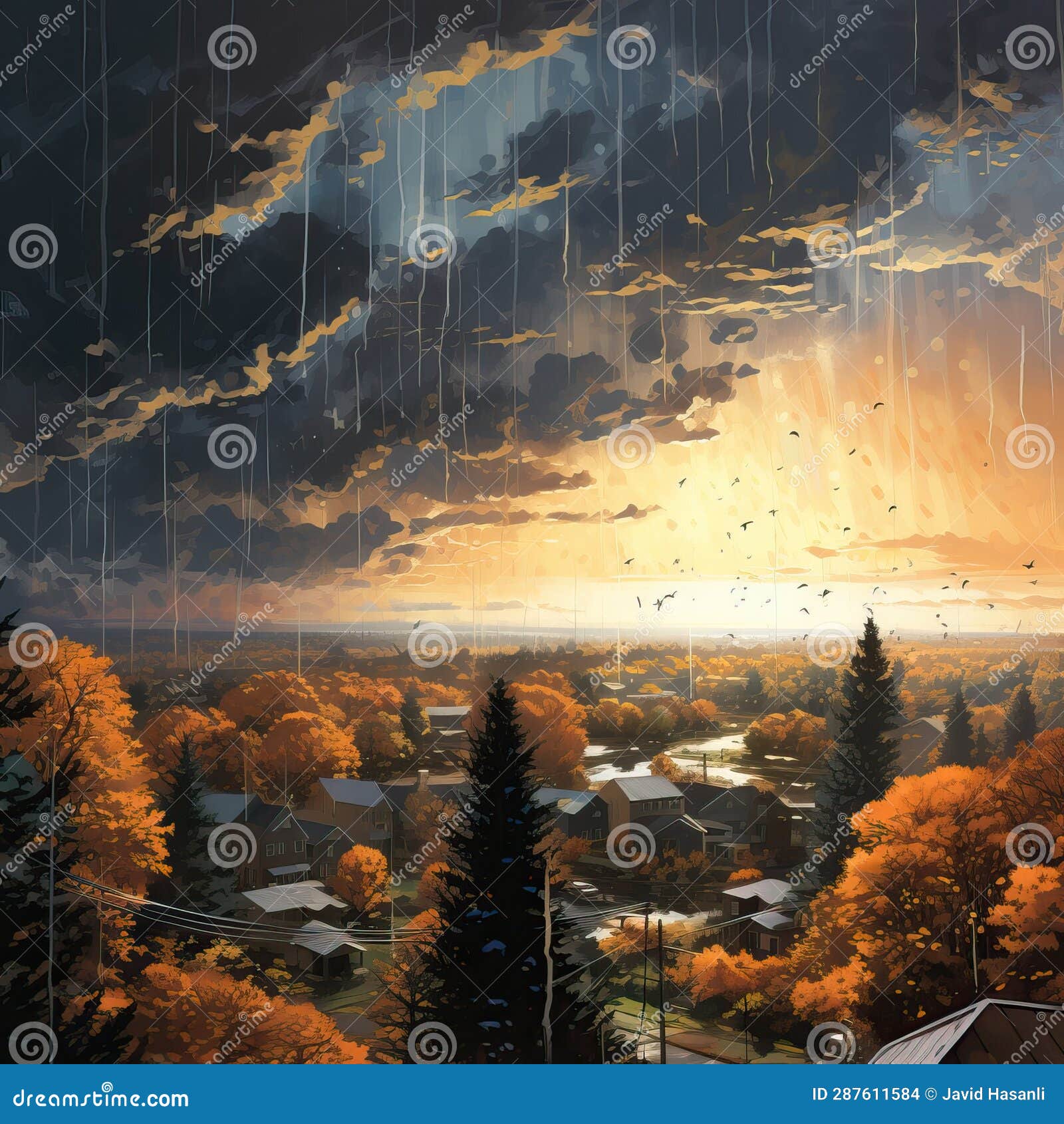 Autumn Weather Rain and Cloud High Quality Ai Generated Image Stock ...