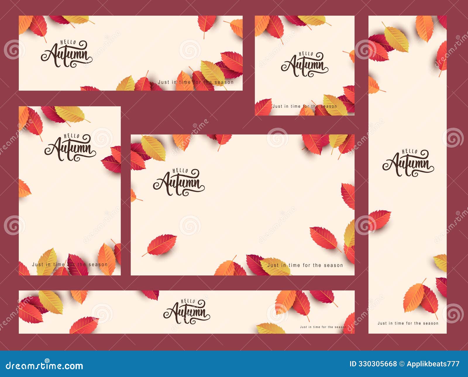Autumn Web Banner Background Template Decorate with Autumn Leaves and ...