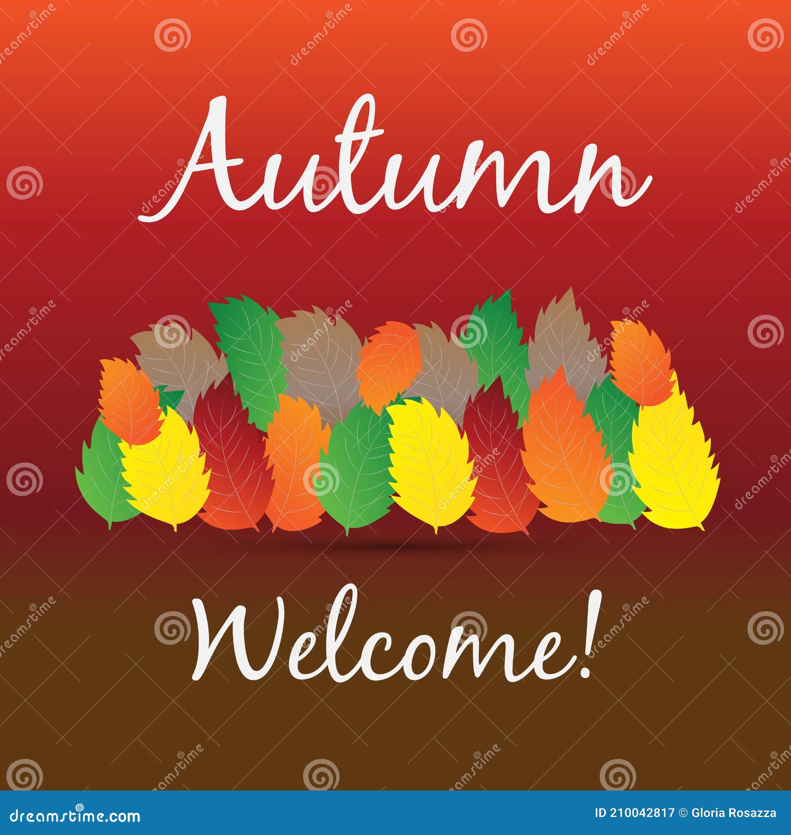 Autumn Welcome Colorful Fall Leafs Greetings Card Stock Vector ...