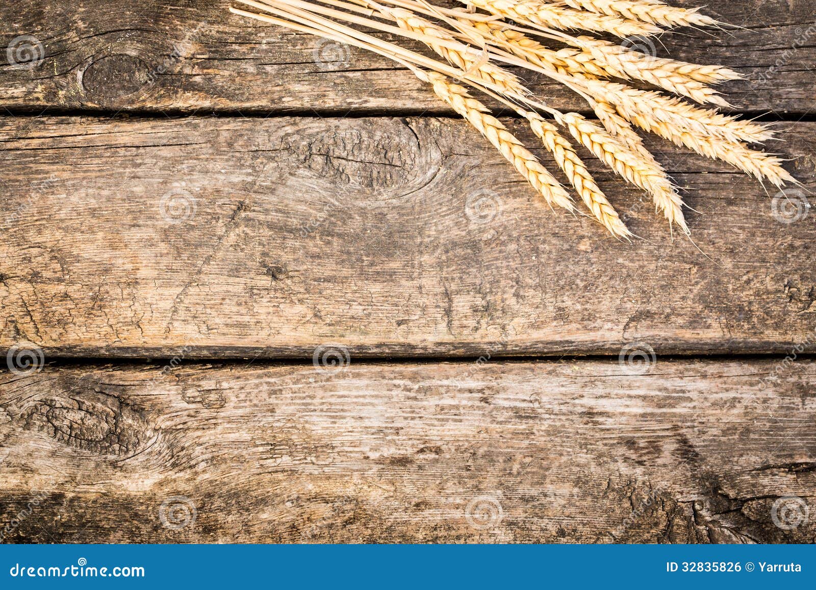 Autumn Wheat on Old Wood Texture Stock Photo - Image of wooden, blank ...