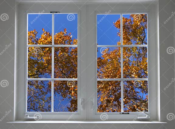 Autumn window stock photo. Image of weather, blue, window - 6412122