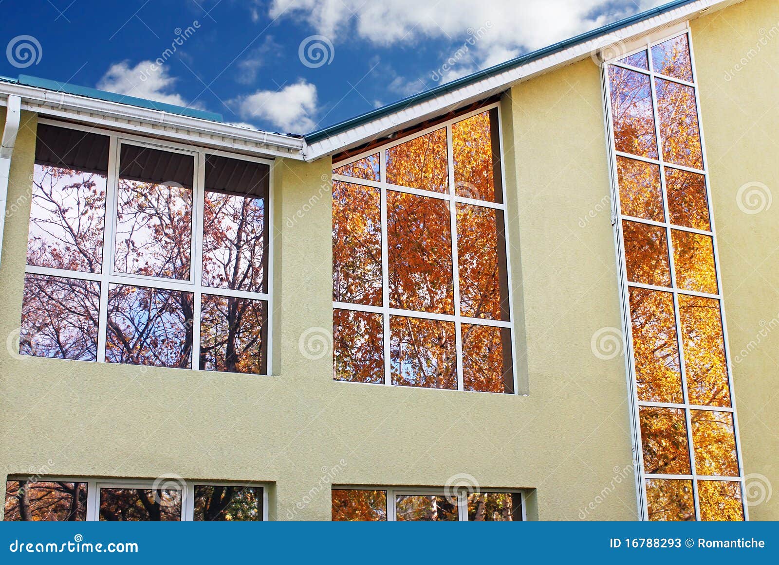Autumn in windows stock image. Image of golden, reflection - 16788293