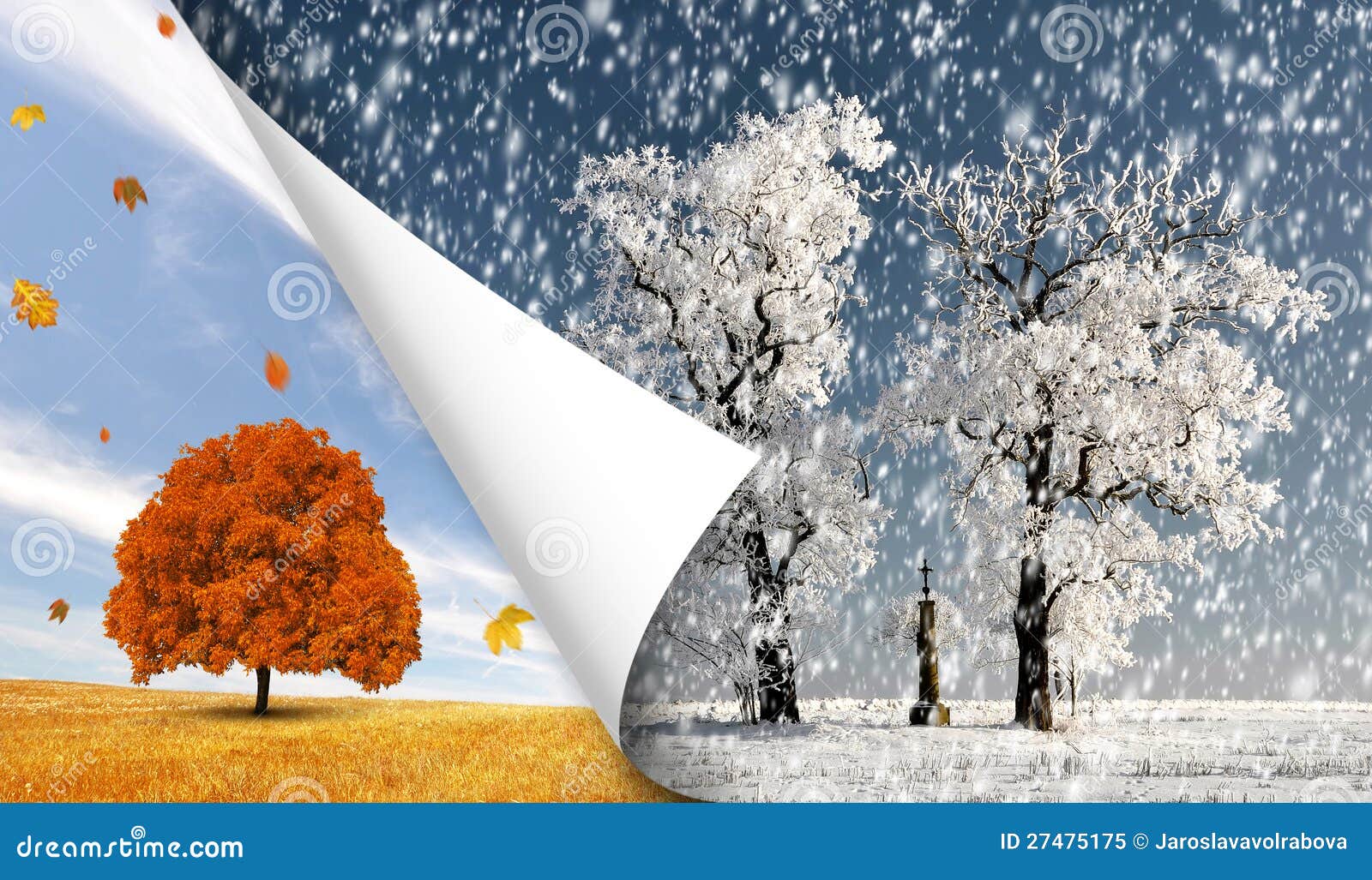 Autumn and Winter Landscape Stock Image - Image of beam, tree: 27475175