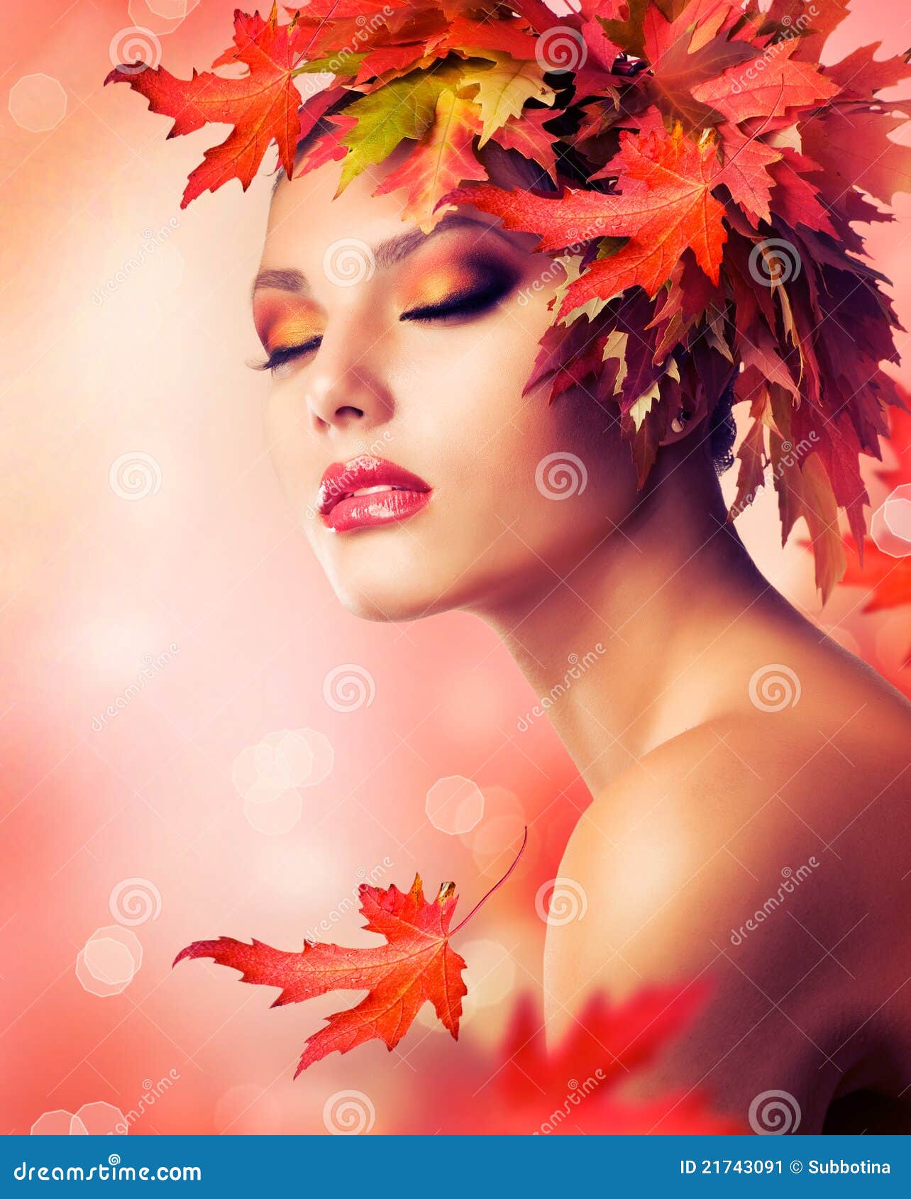 Autumn Woman. Fall Season Concept. A Portrait Of Pretty Female With An ...