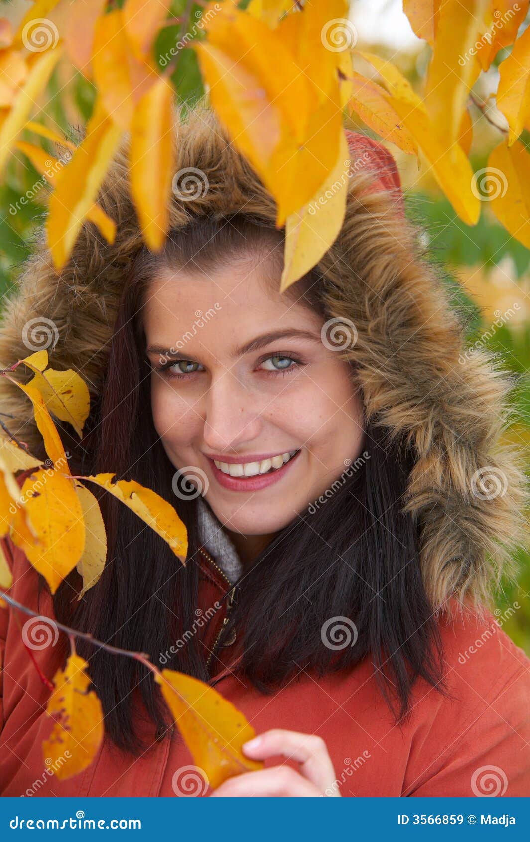 Autumn woman stock image. Image of happiness, yellow, colorful - 3566859