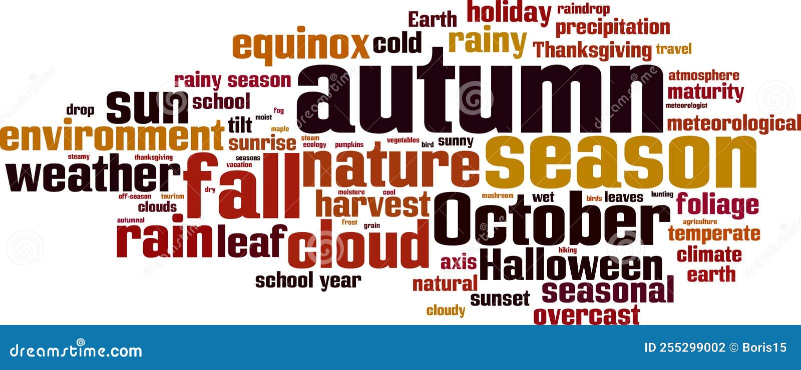 Autumn word cloud stock vector. Illustration of meteorological - 255299002