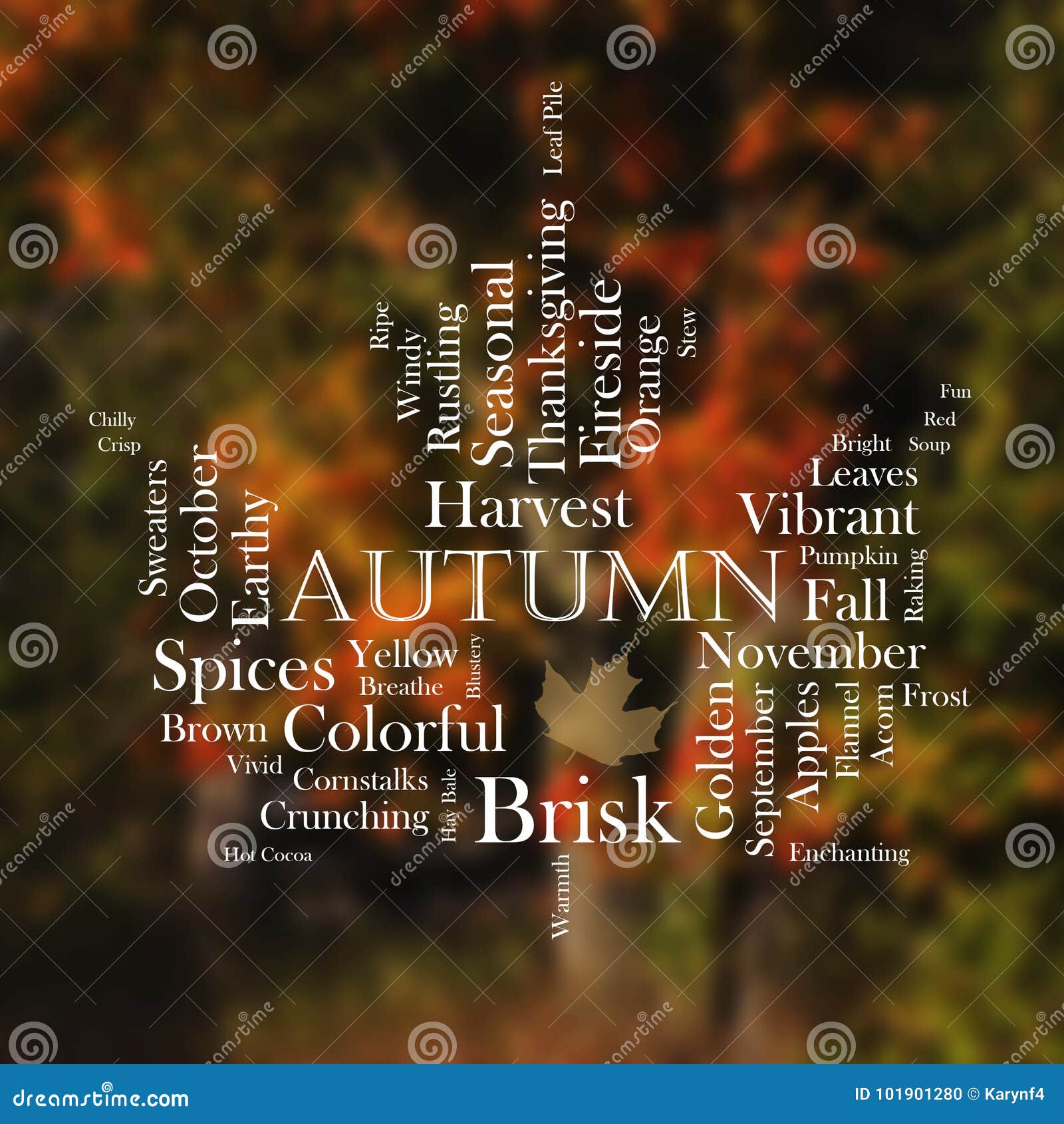 Autumn Word Cloud in the Shape of a Leaf Stock Photo - Image of ...
