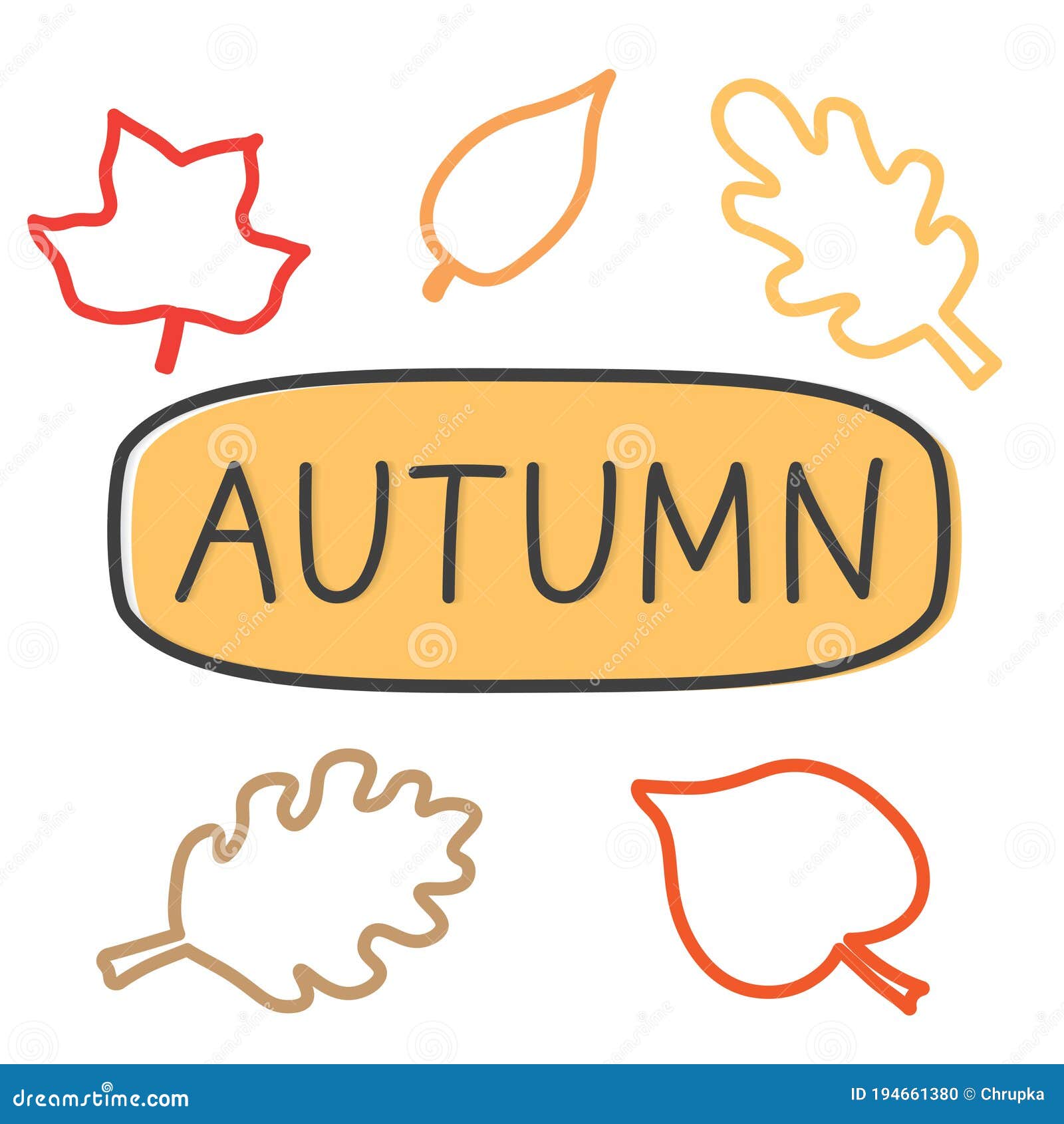 Autumn word and leaves stock vector. Illustration of fresh - 194661380