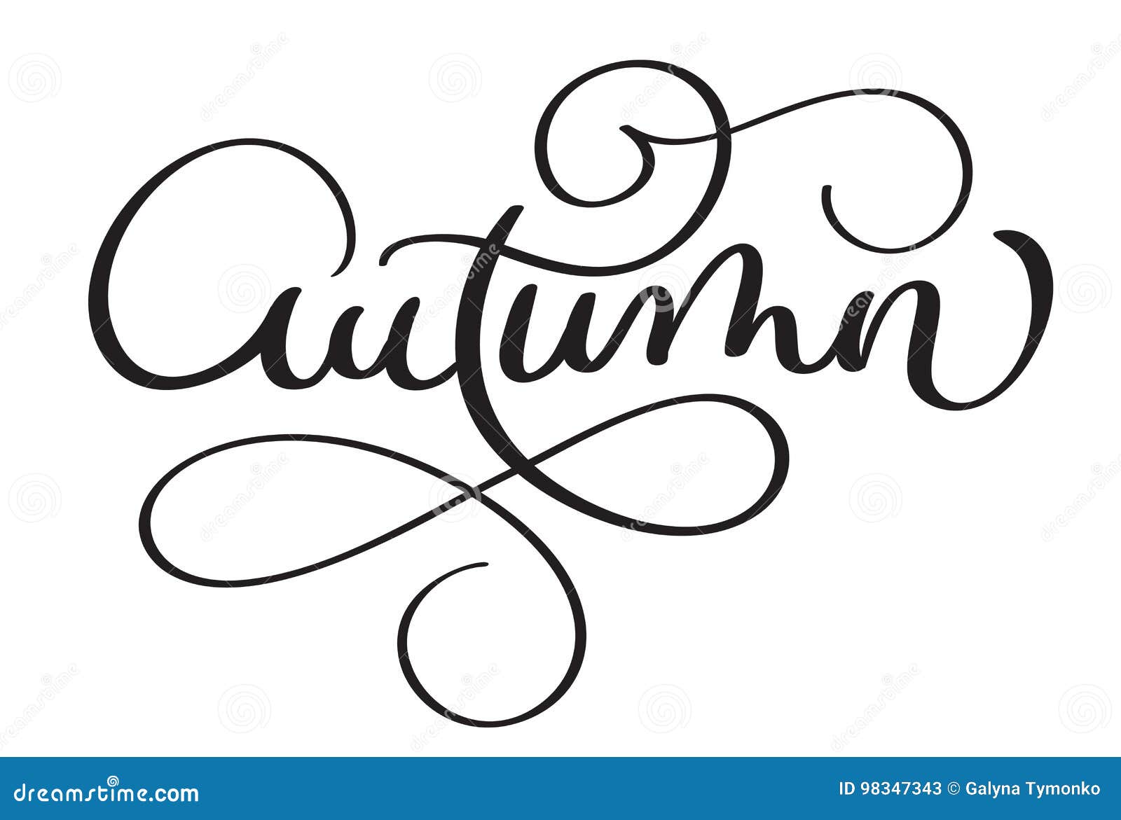 Autumn Word on White Background. Hand Drawn Calligraphy Lettering ...