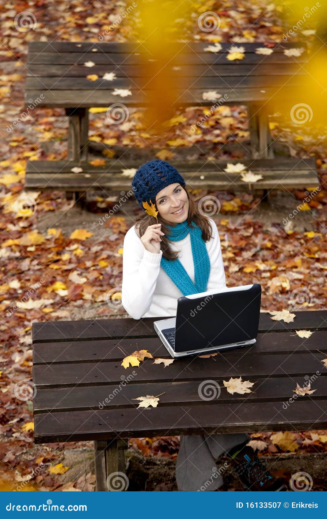 Autumn work stock image. Image of leaf, pretty, person - 16133507