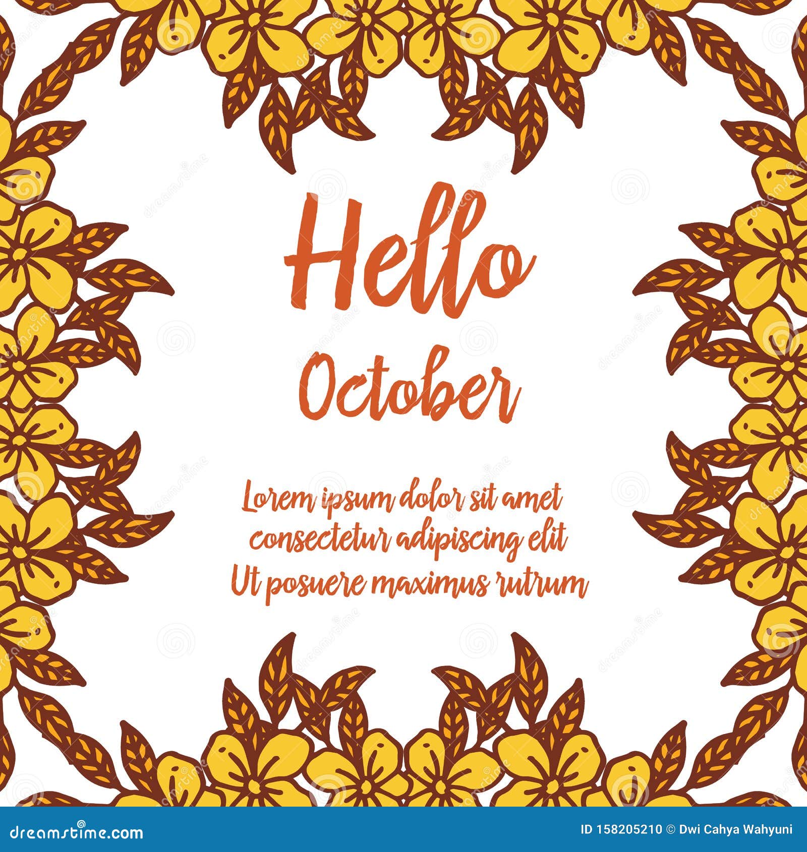 Autumn Wreath Frame, Isolated on White Backdrop, for Handwritten Hello ...