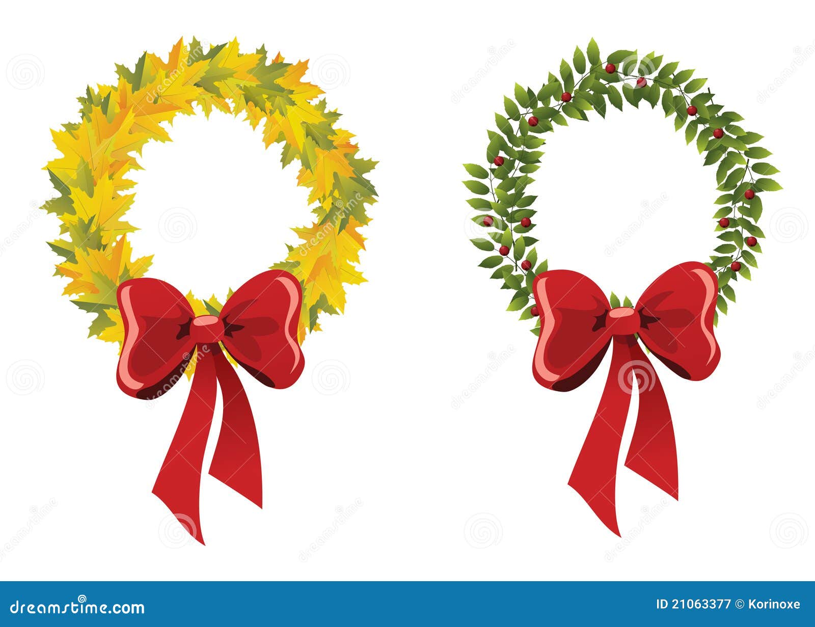 Autumn wreaths stock vector. Illustration of plant, berries - 21063377