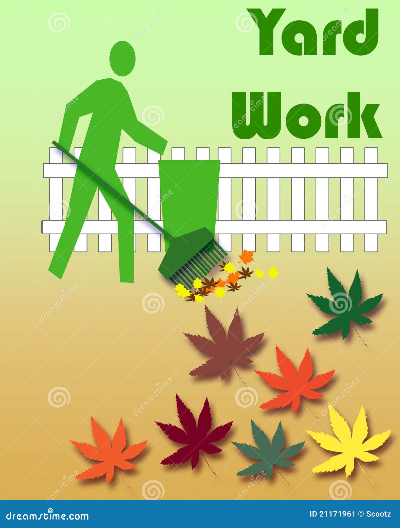 Autumn yard work stock illustration. Illustration of work - 21171961