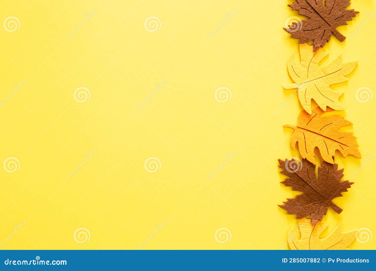 Autumn Yellow Background with Colored Felt Leaves. Stock Photo - Image ...