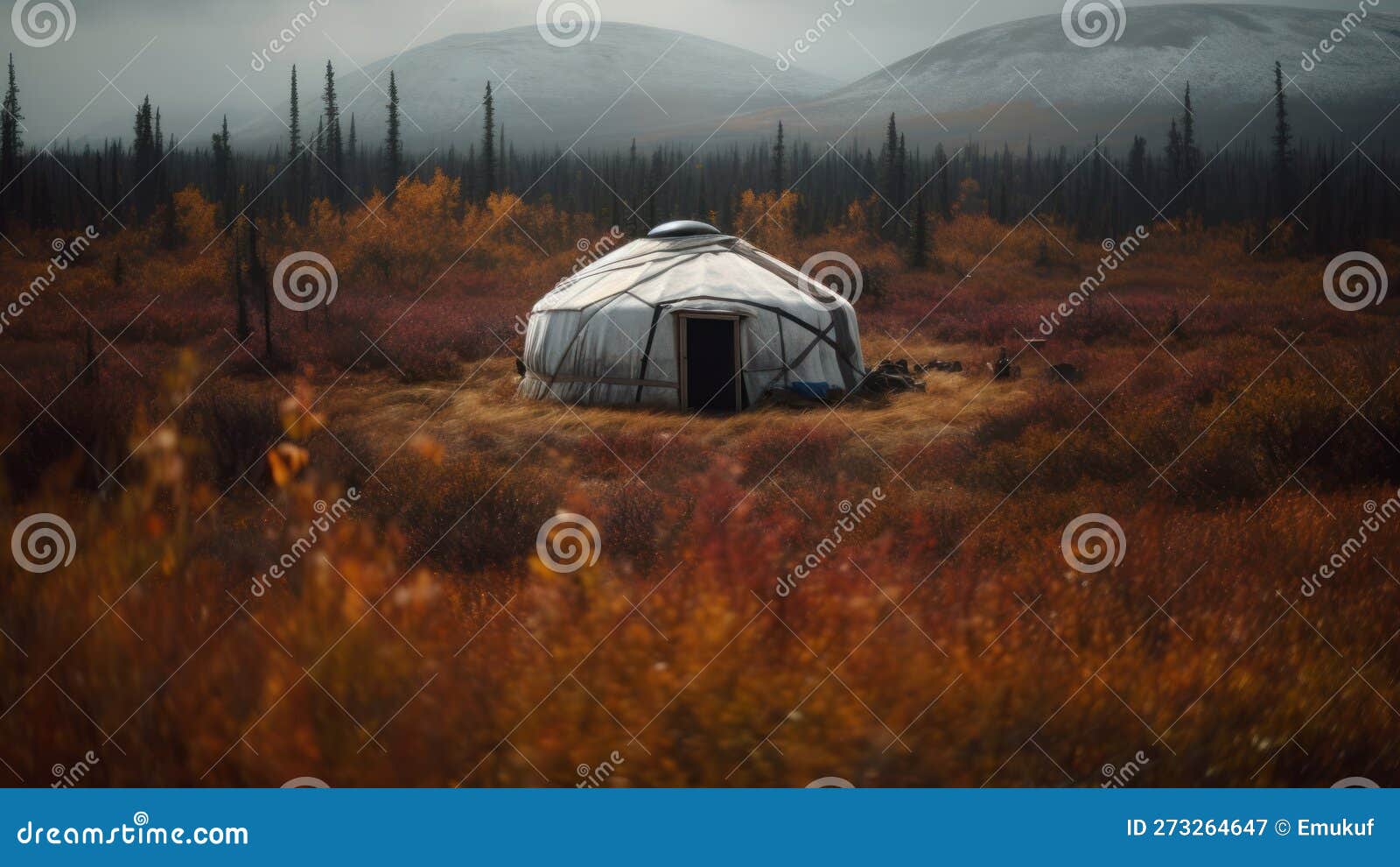 Yurt In Tundra. Winter Landscape. Dwelling Of Northern Nomadic Peoples ...