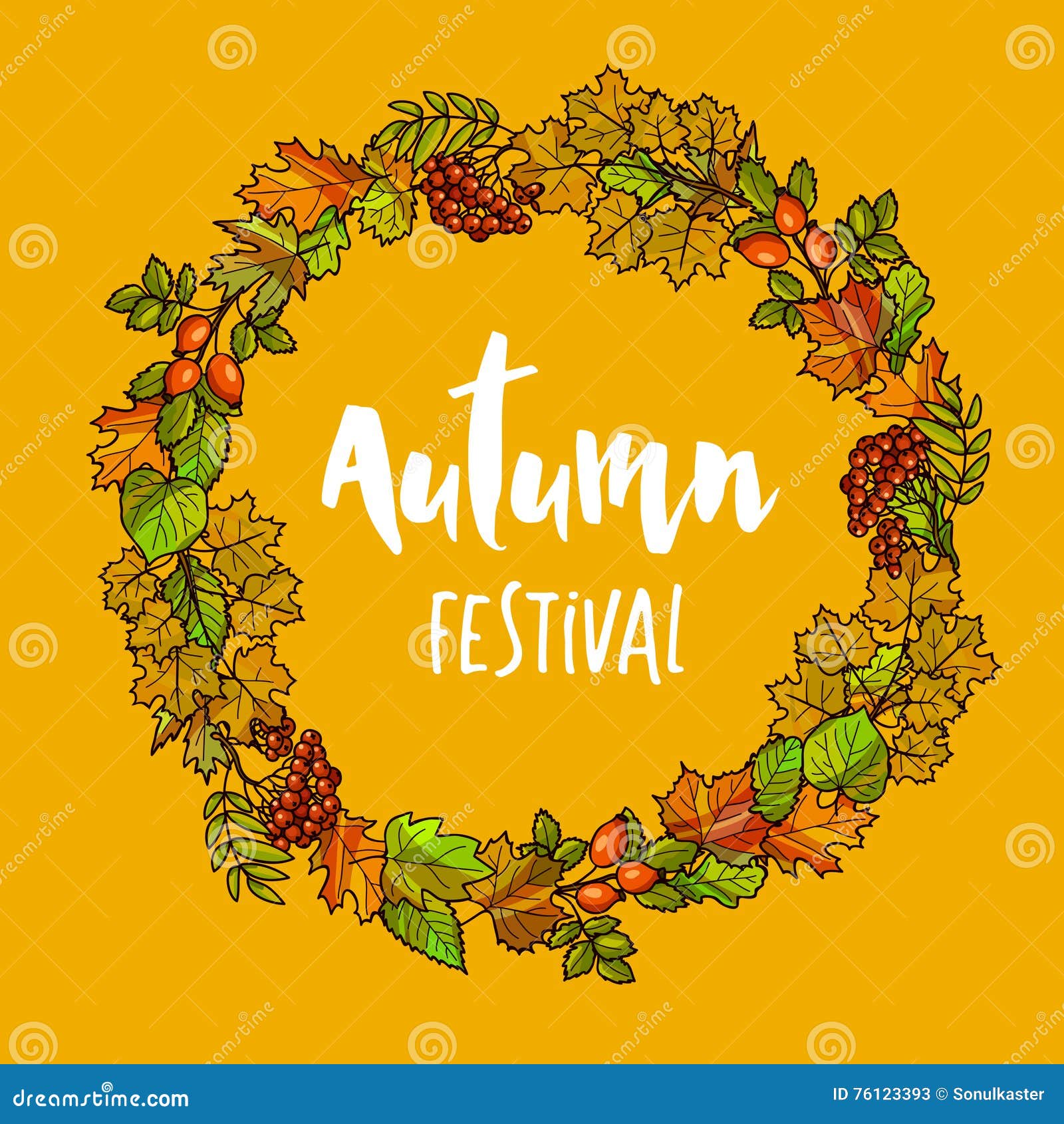 Autumnal or Fall Round Frame Background. Wreath of Autumn Leaves Stock ...