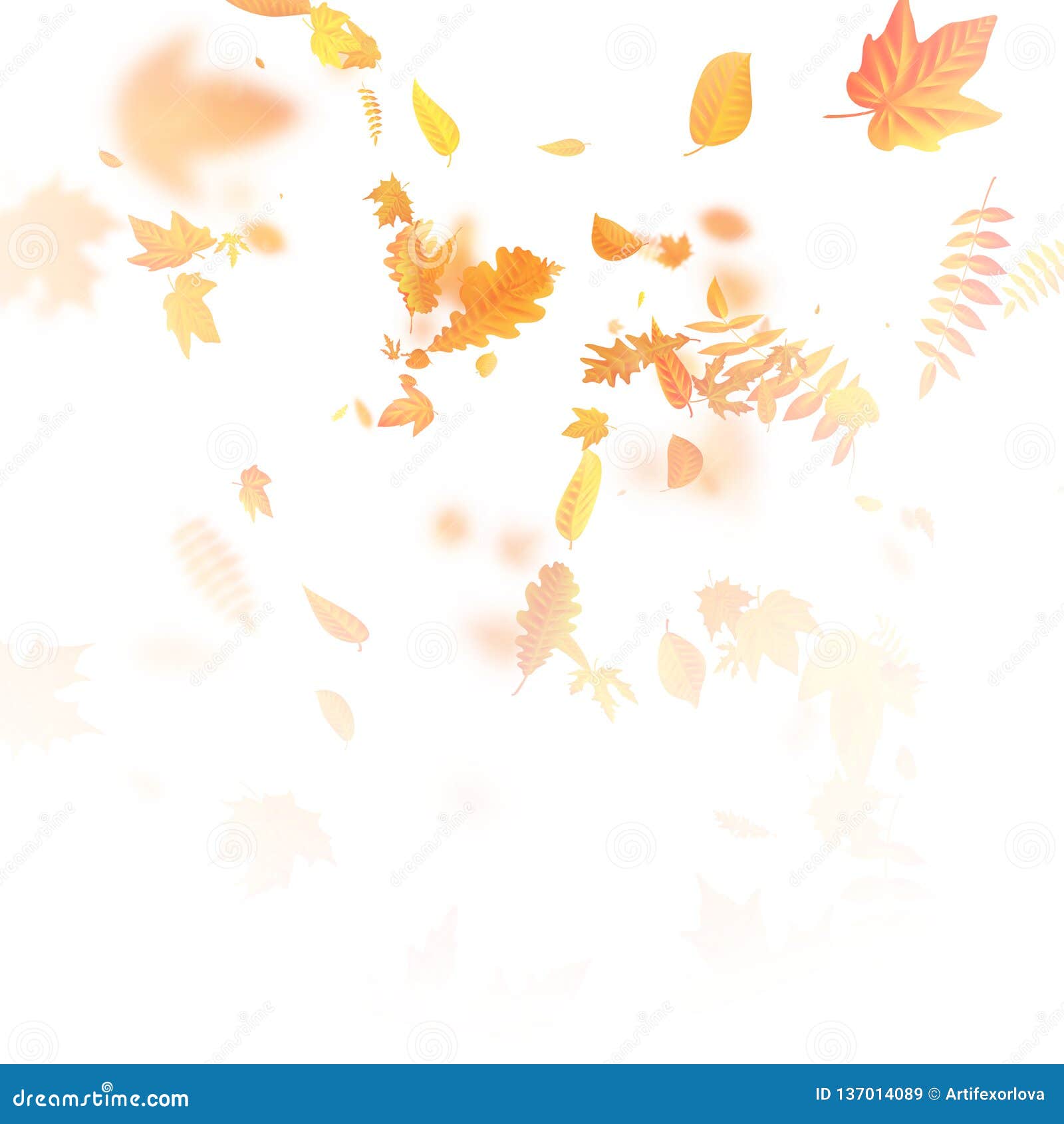 Autumnal Foliage Fall and Poplar Leaf Flying in Wind Motion Blur. EPS ...