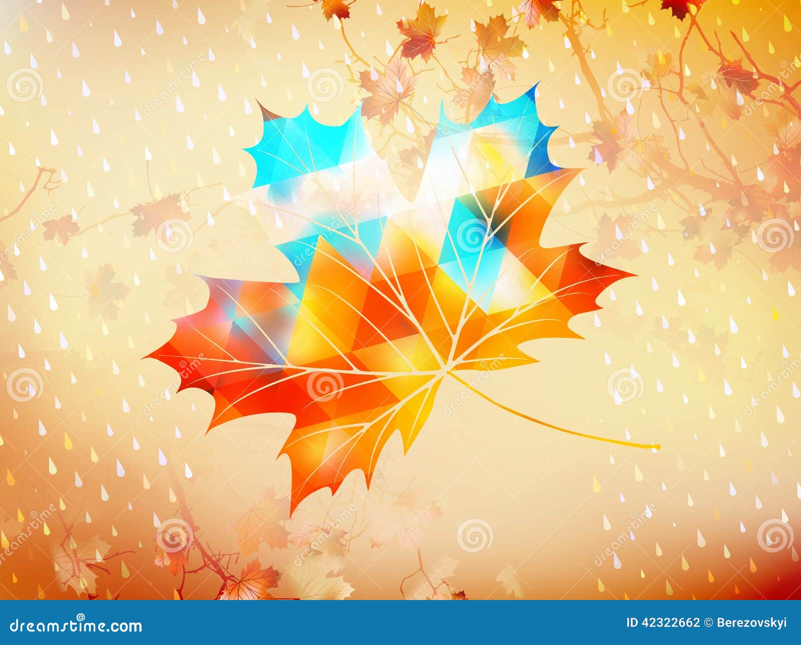 Autumnal Maple Leaf Made of Triangles. EPS 10 Stock Vector ...