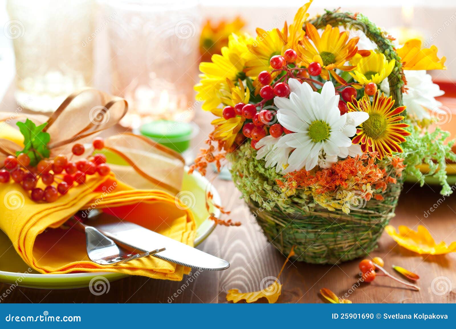 Autumnal place setting stock photo. Image of decor, autumn - 25901690