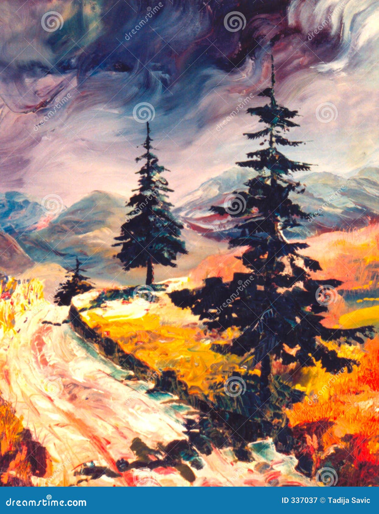 Autumnal road stock illustration. Illustration of evergreen - 337037 Autumnal road stock illustration. Illustration of evergreen - 337037