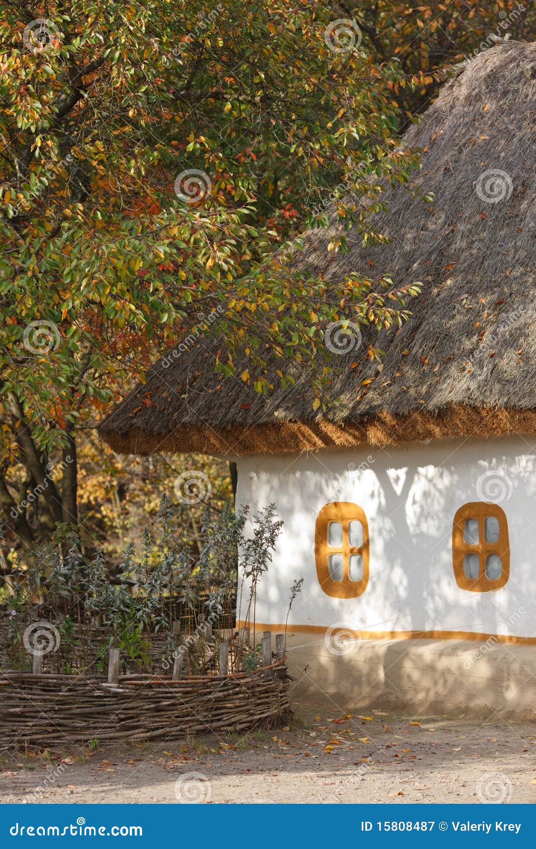 Autumnal Scenery. Ukrainian Hut. Stock Image - Image of natural ...