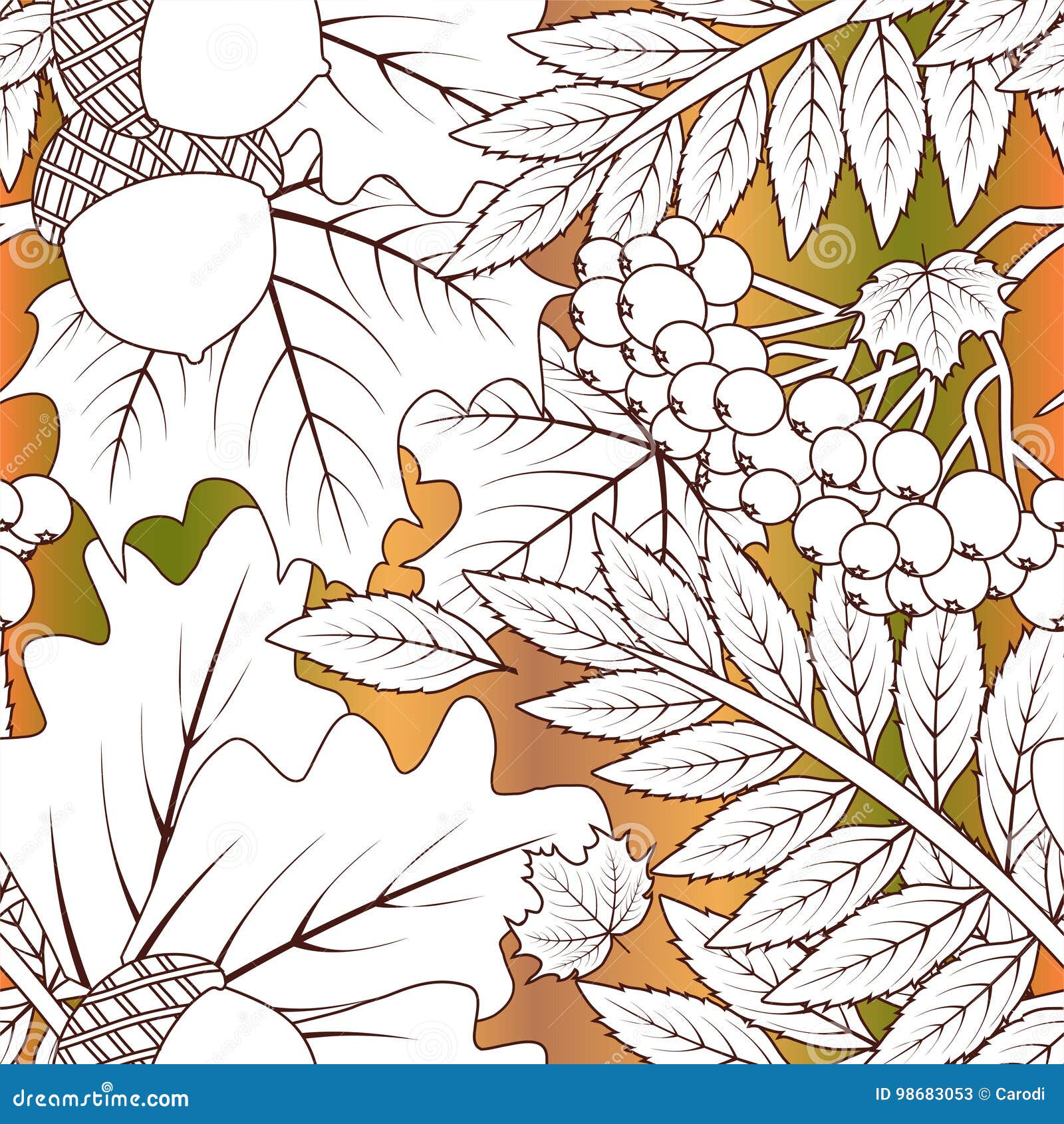 Seamless Season Background, Green Leaves Pattern Cartoon Vector ...