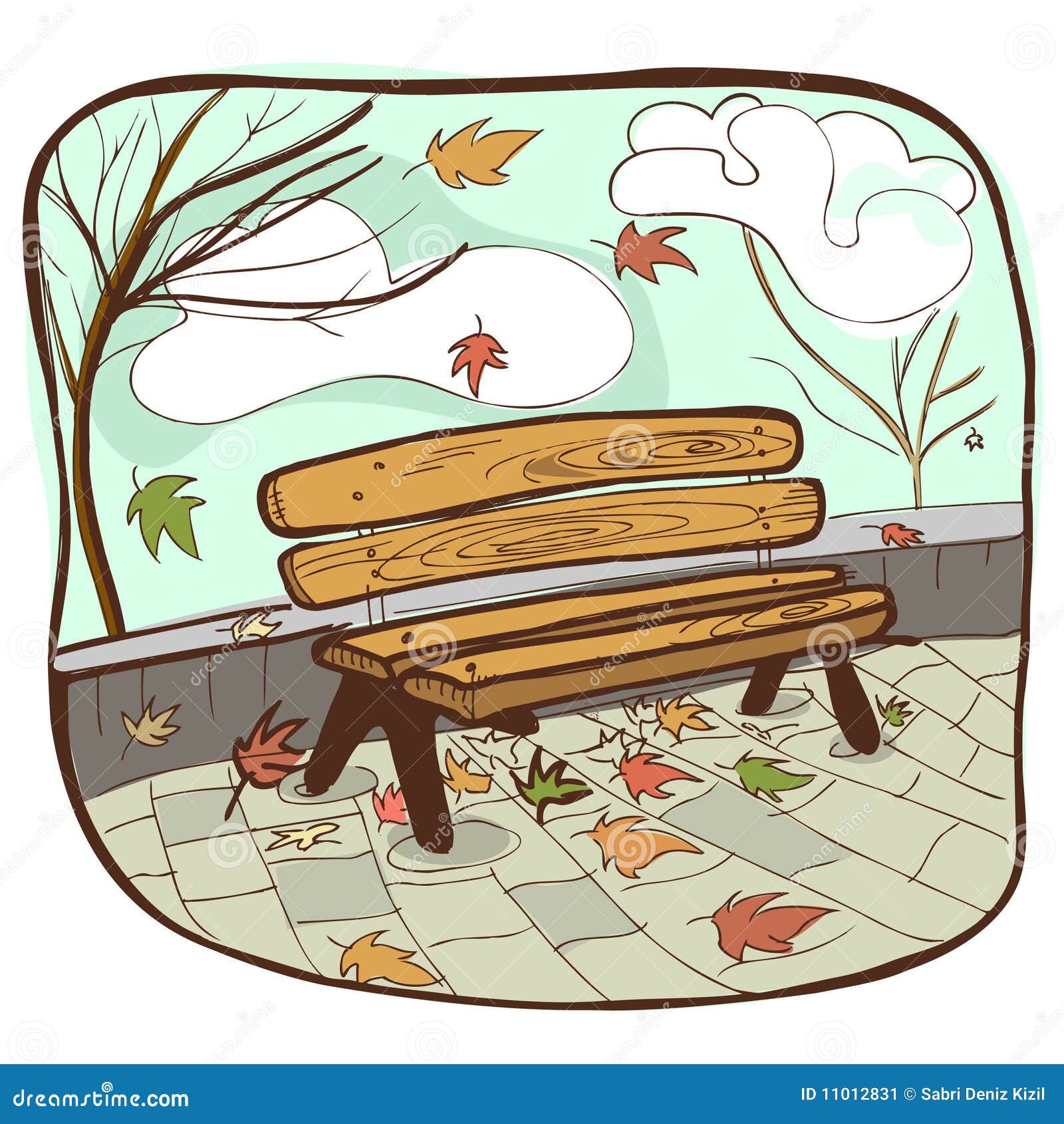 Autumun bench vector stock vector. Illustration of floral - 11012831