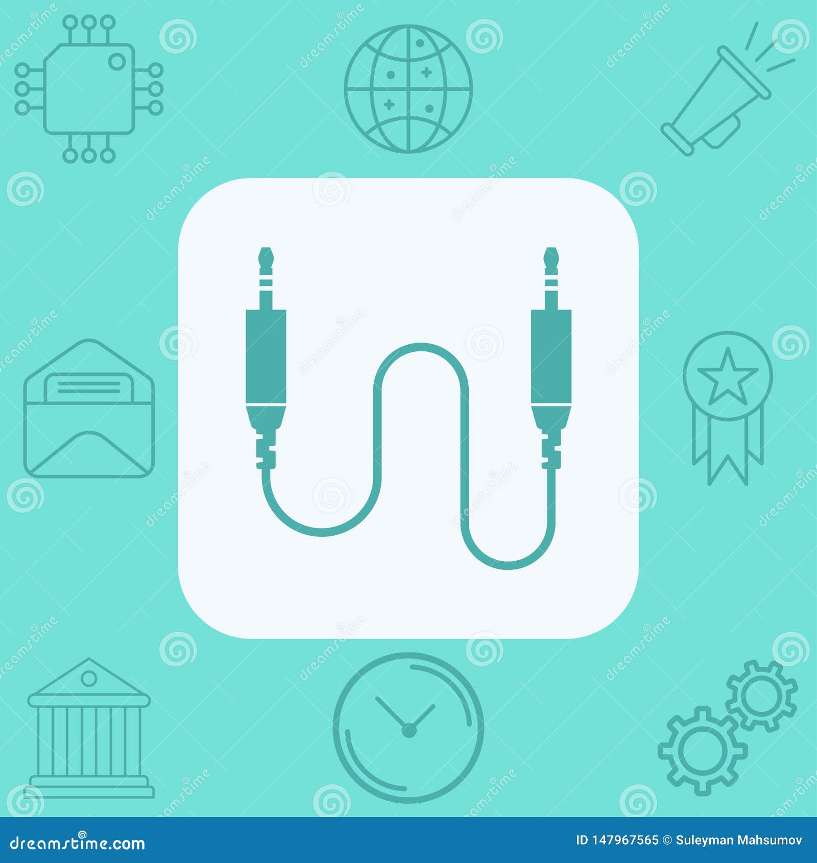 AUX Cable Vector Icon Sign Symbol Stock Vector - Illustration of ...