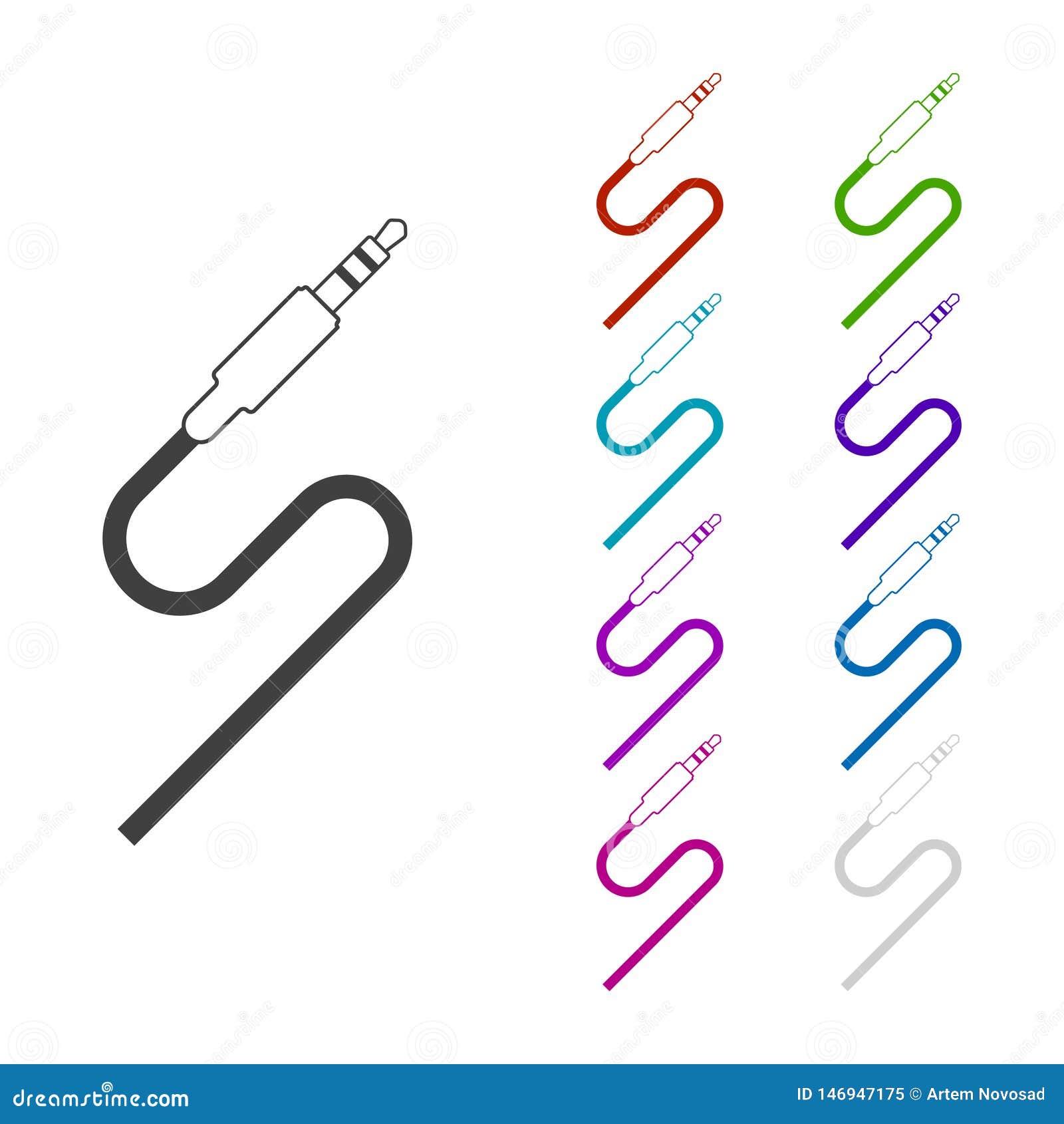 Aux Connector Icon. Different Colors. Vector On White Background ...