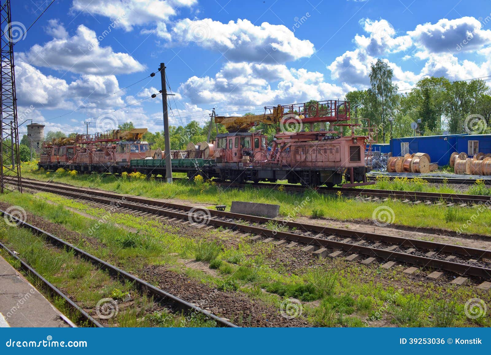 Auxiliary Working Train at Station in Rural Areas Stock Photo - Image ...